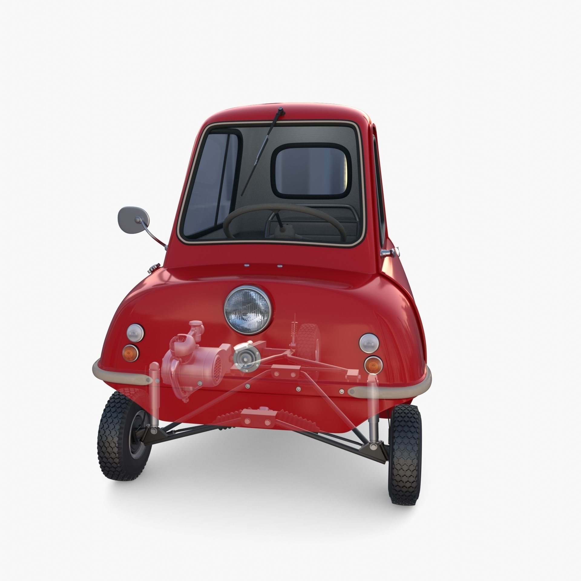 Peel P50 Red with interior and chassis 3D model | CGTrader