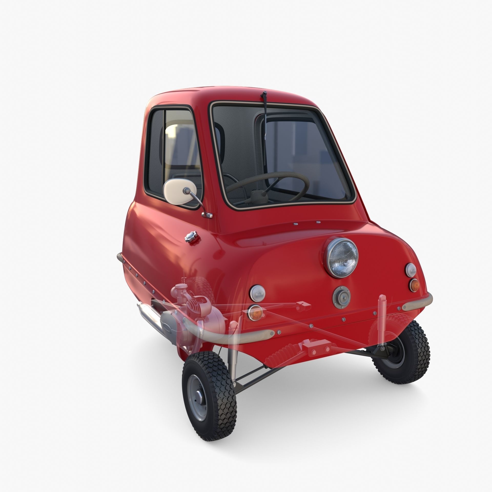 Peel P50 Red with interior and chassis 3D model | CGTrader