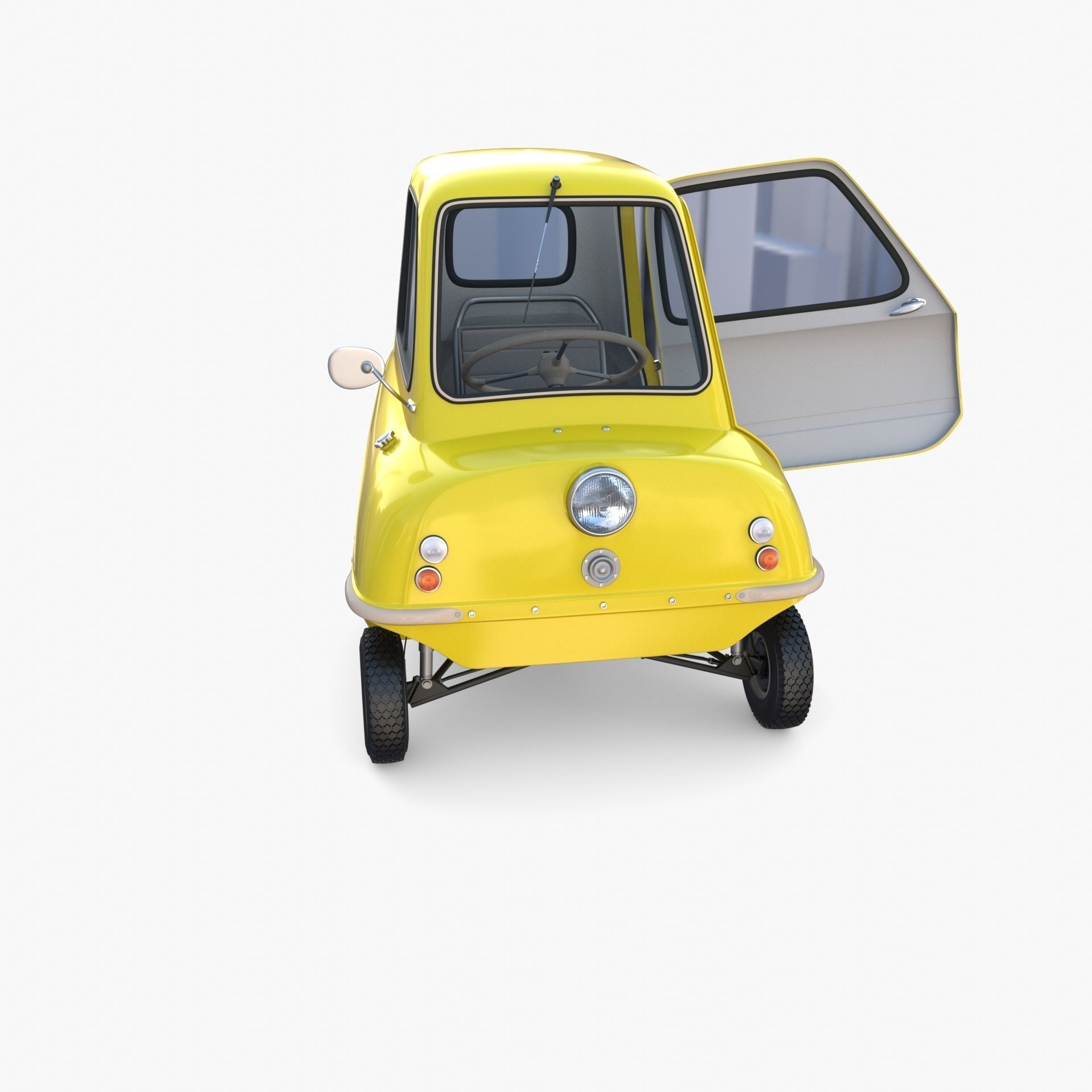 Peel P50 Yellow with interior and chassis 3D model | CGTrader
