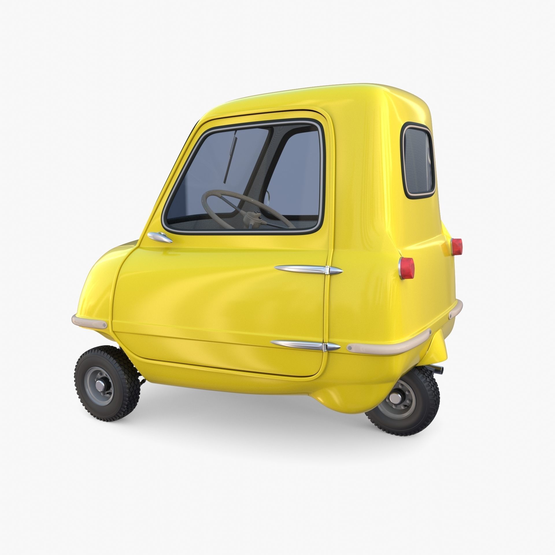 Peel P50 Yellow with interior and chassis 3D model | CGTrader