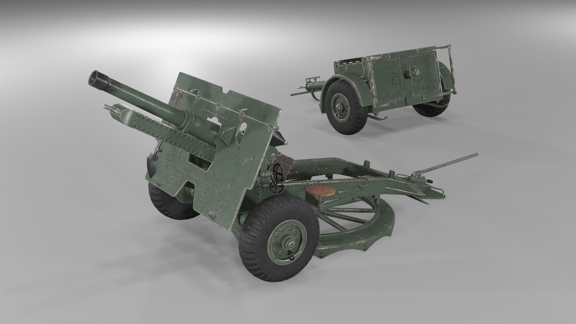 3D model Ordnance QF 25-pounder field gun VR / AR / low-poly | CGTrader