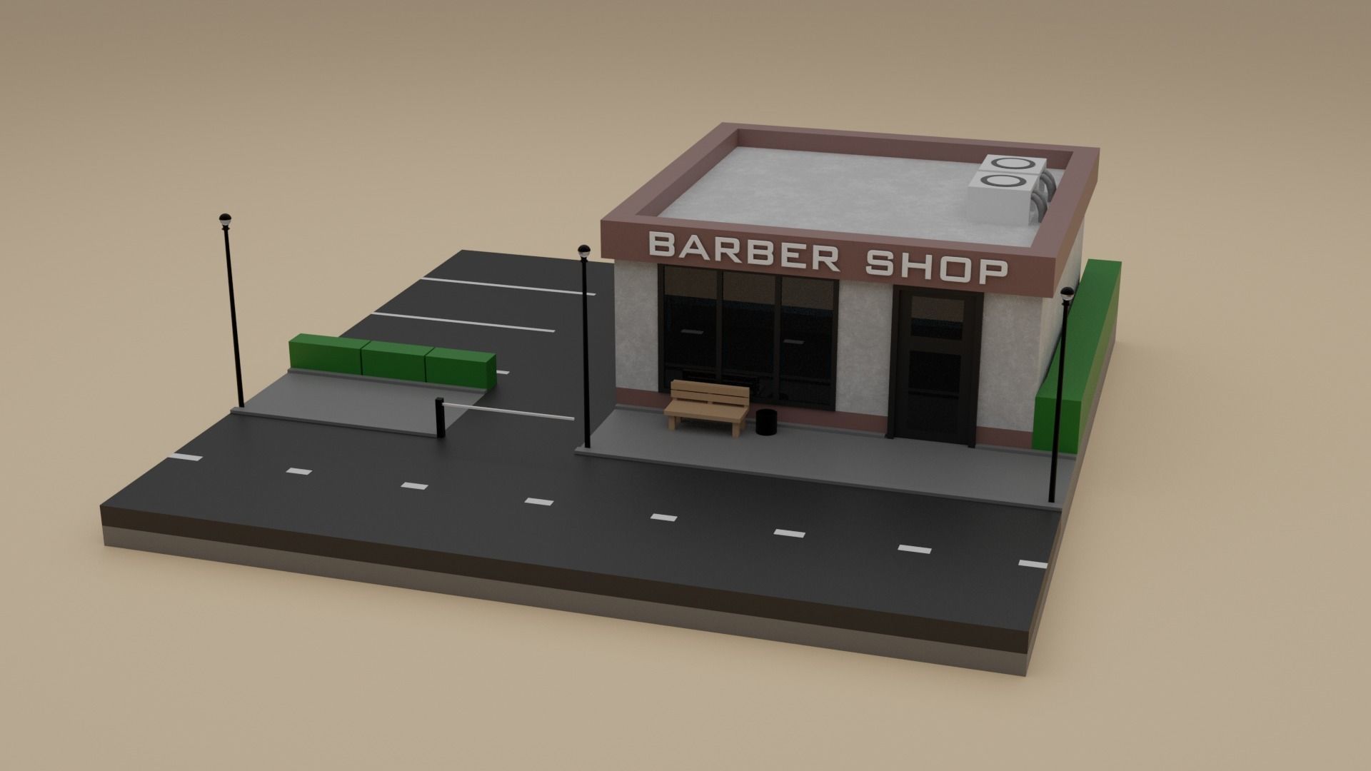 3D model Low Poly Barber Shop VR / AR / low-poly | CGTrader