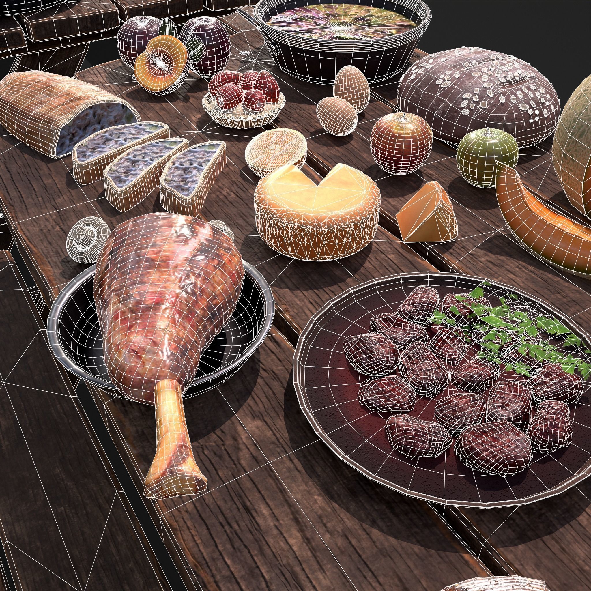 Medieval Double Picnic Feast Collection | CGTrader