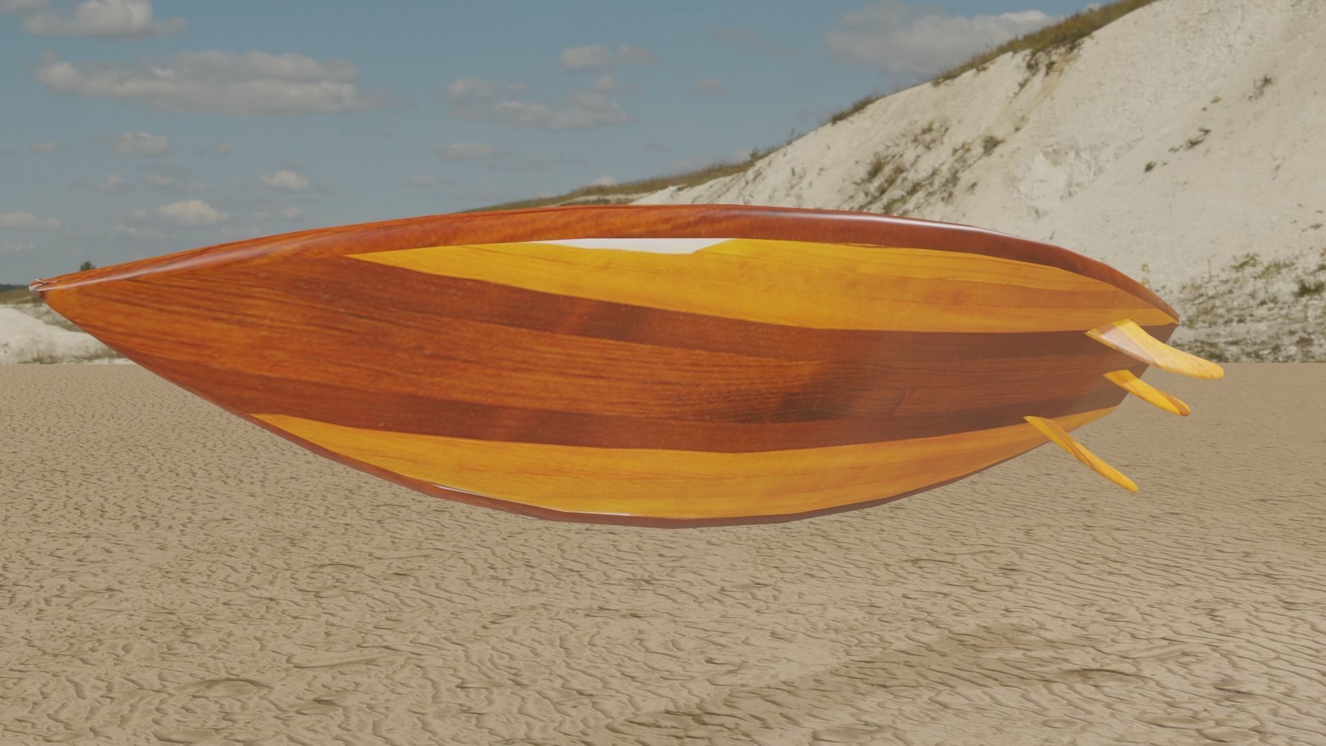 3D model Wooden realistic surfboard VR / AR / low-poly | CGTrader