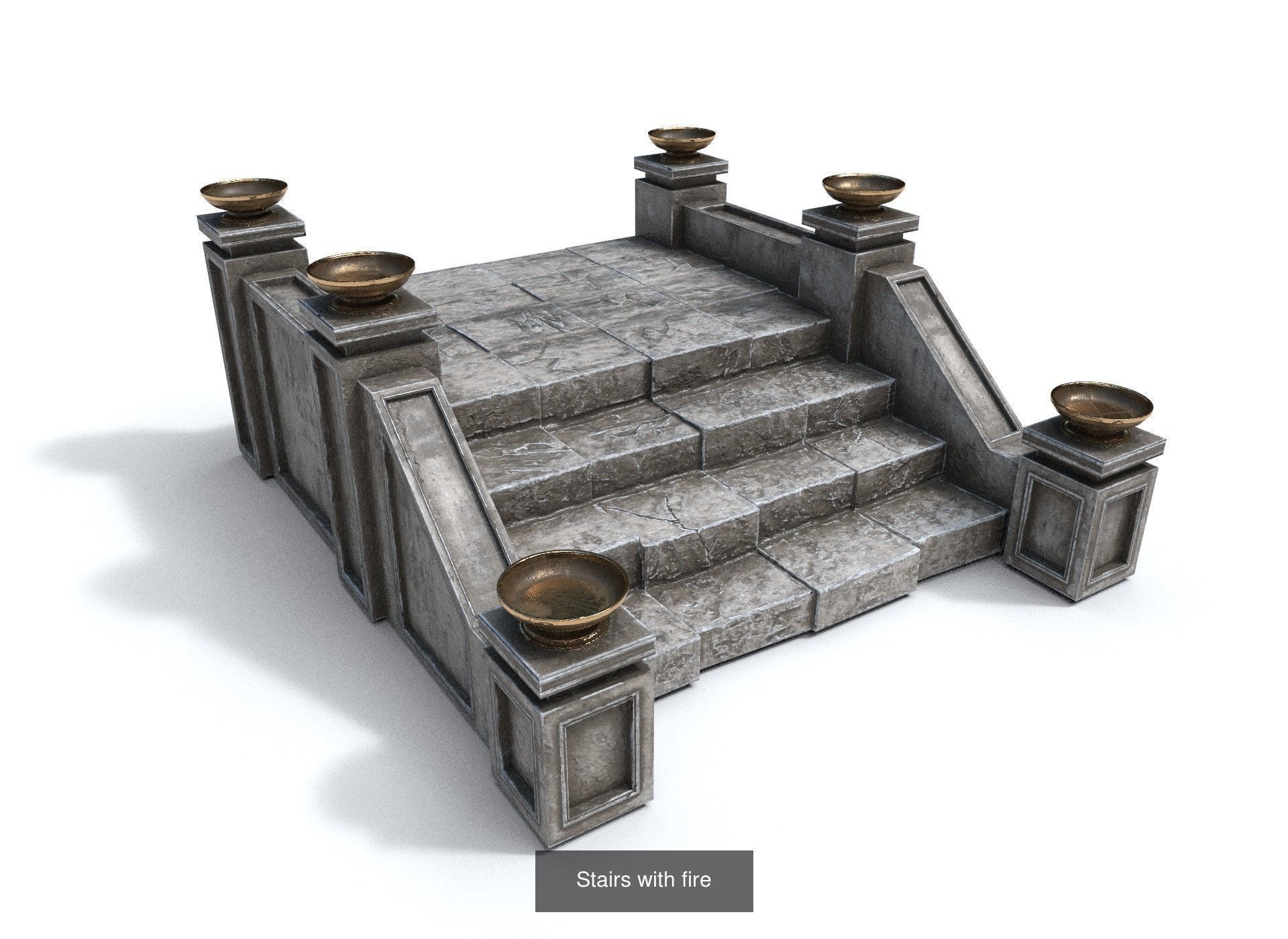 3D Model Collection Stairs with fire Texture Pack VR / AR / low-poly ...