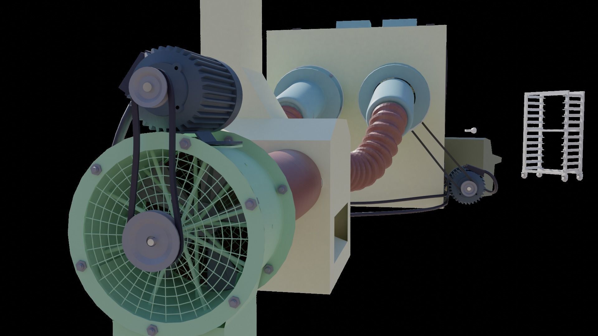 Electric Motor Blower Fan - Belt Driven 3D model | CGTrader