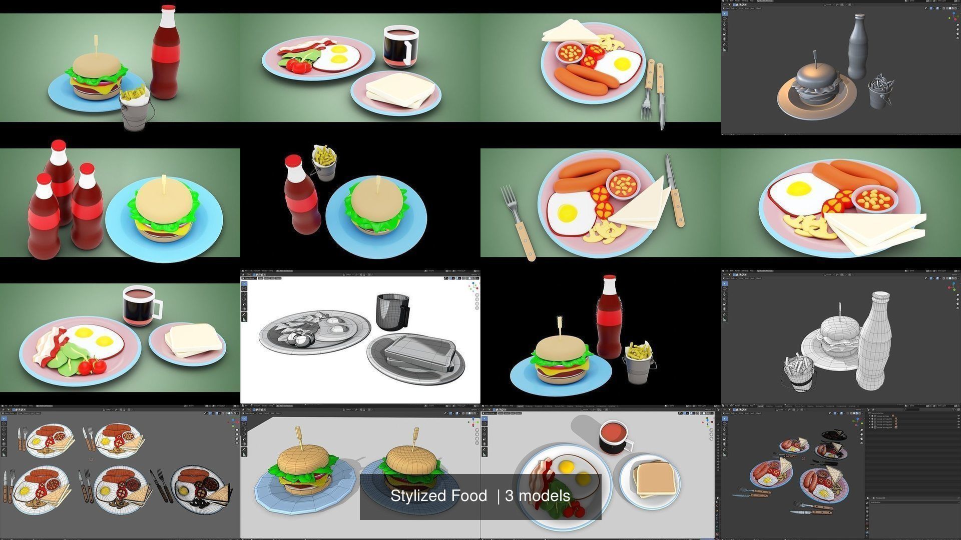 3D Model Collection Stylized Food VR / AR / low-poly | CGTrader
