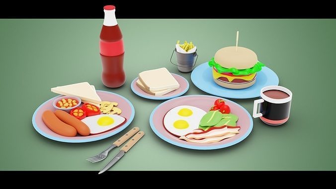 3D Model Collection Stylized Food VR / AR / low-poly | CGTrader