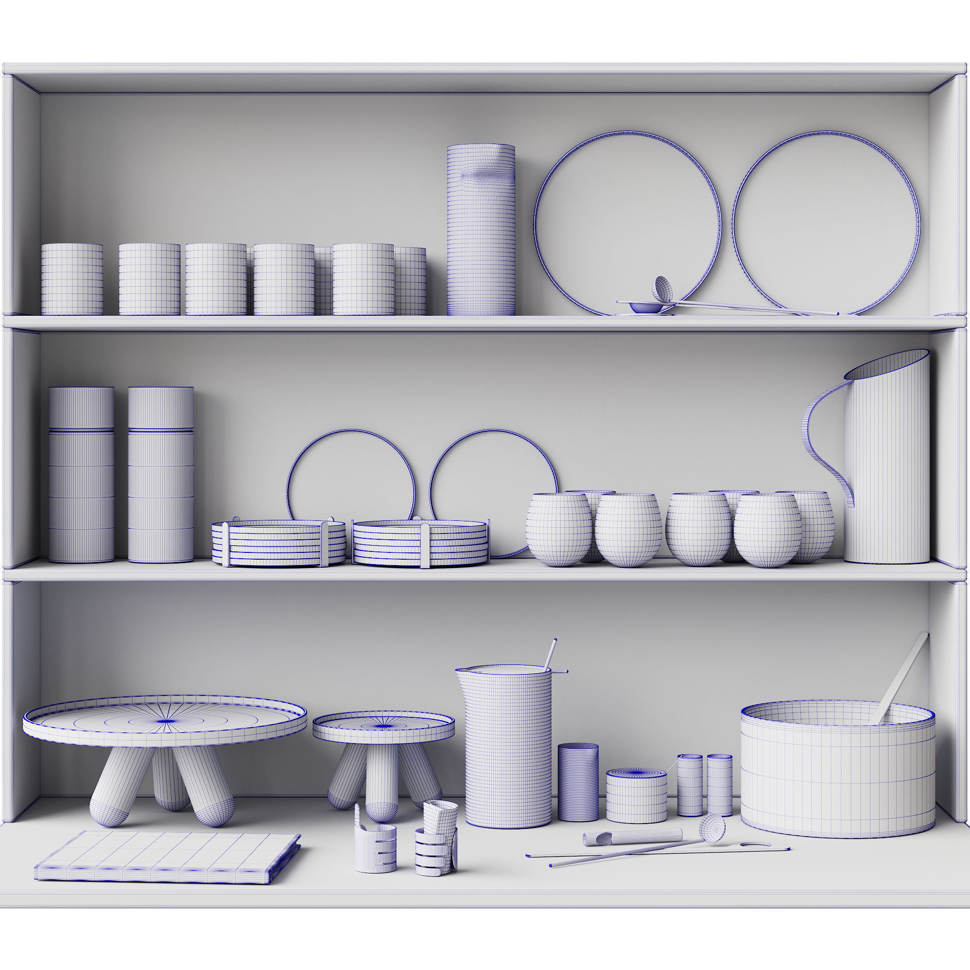 059 Kitchen decor set DISHES aluminium 01 3D model | CGTrader