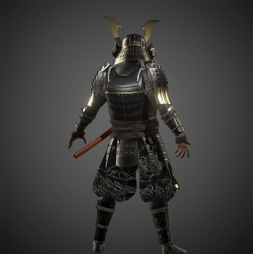 3D model KURO-yoroi samurai black armor VR / AR / low-poly rigged ...