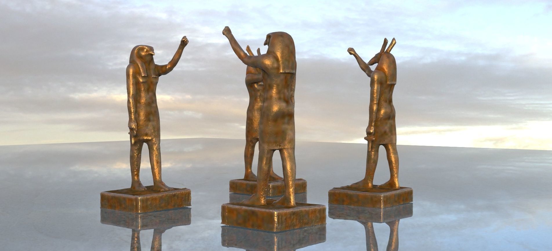 Horus and Set statues Egyptian Gods 3D model | CGTrader