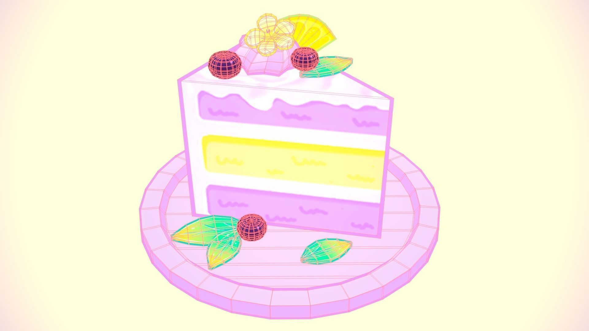 3D model Lemon Blueberry Cheesecake Cake VR / AR / low-poly | CGTrader