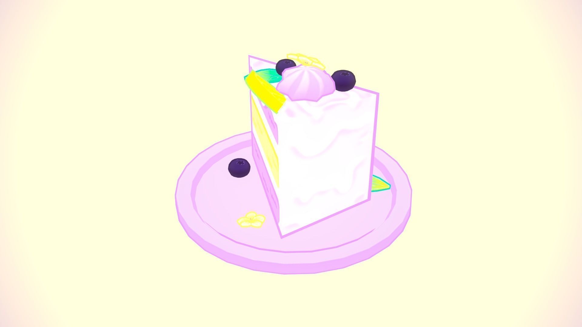 3D model Lemon Blueberry Cheesecake Cake VR / AR / low-poly | CGTrader