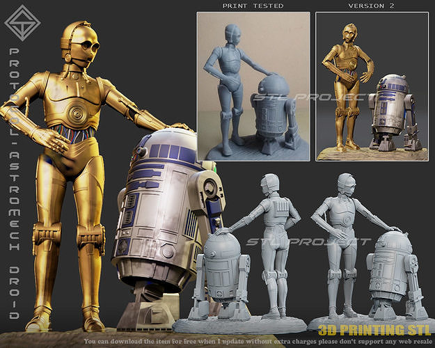 Protocol droid and Astromech droid 3D model 3D printable | CGTrader