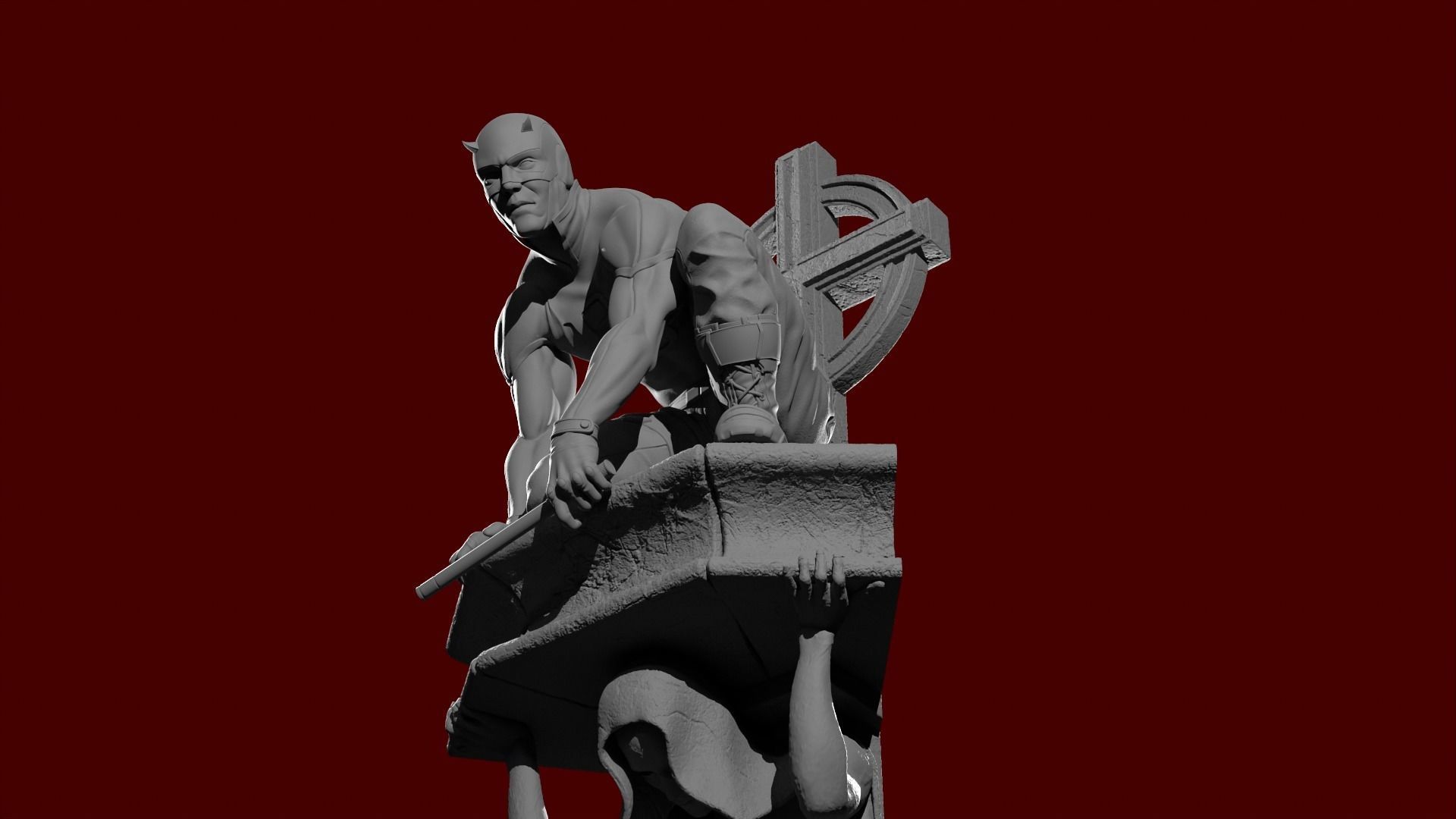 Daredevil Statue 3D model 3D printable | CGTrader