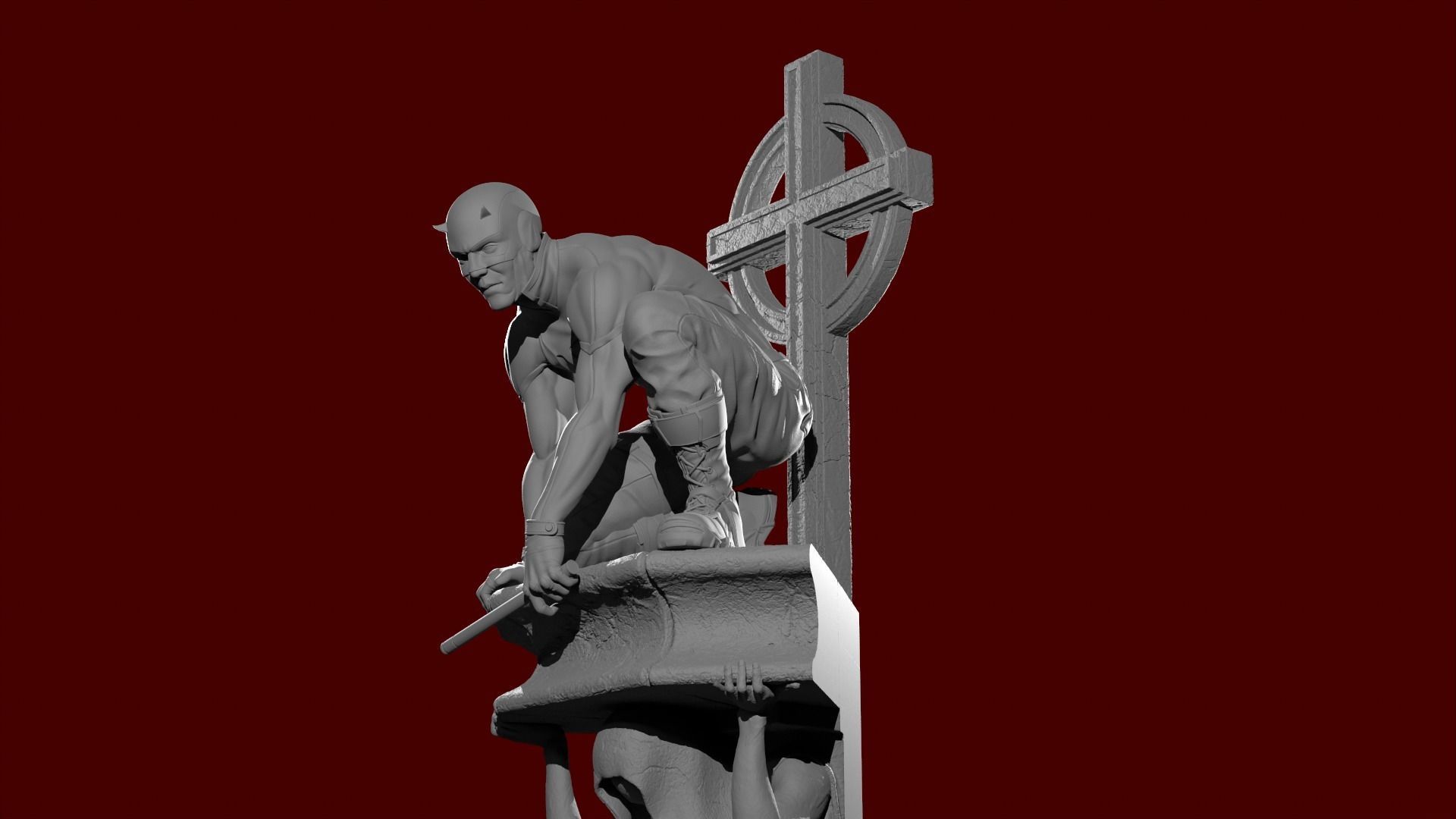Daredevil Statue 3D model 3D printable | CGTrader