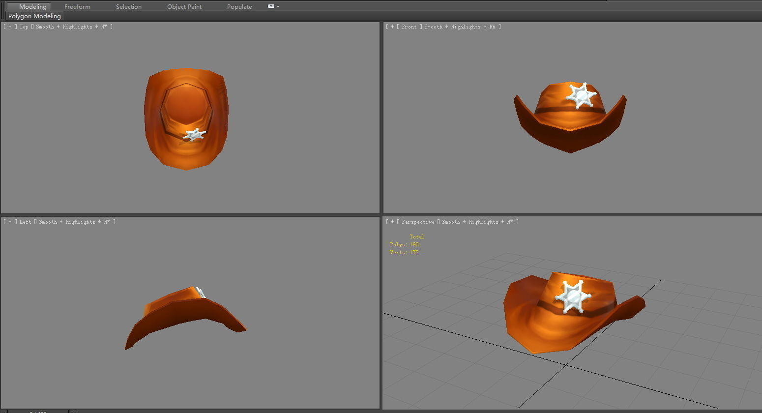 3D model Cartoon cowboy hat - Texas police detective VR / AR / low-poly ...