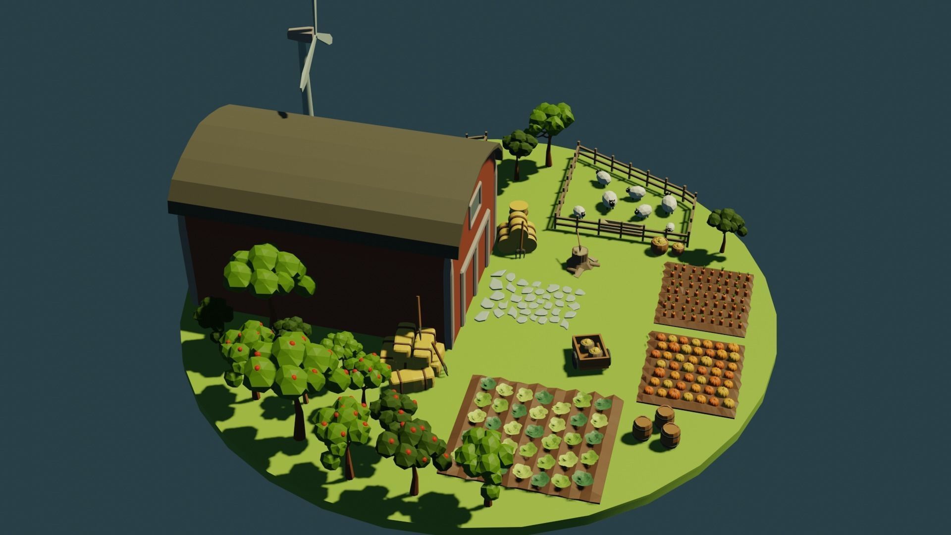 3D model Low Poly Farm VR / AR / low-poly | CGTrader