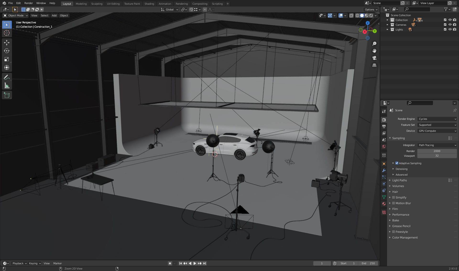 Automotive photo studio for Blender Cycles SWR2 3D model | CGTrader