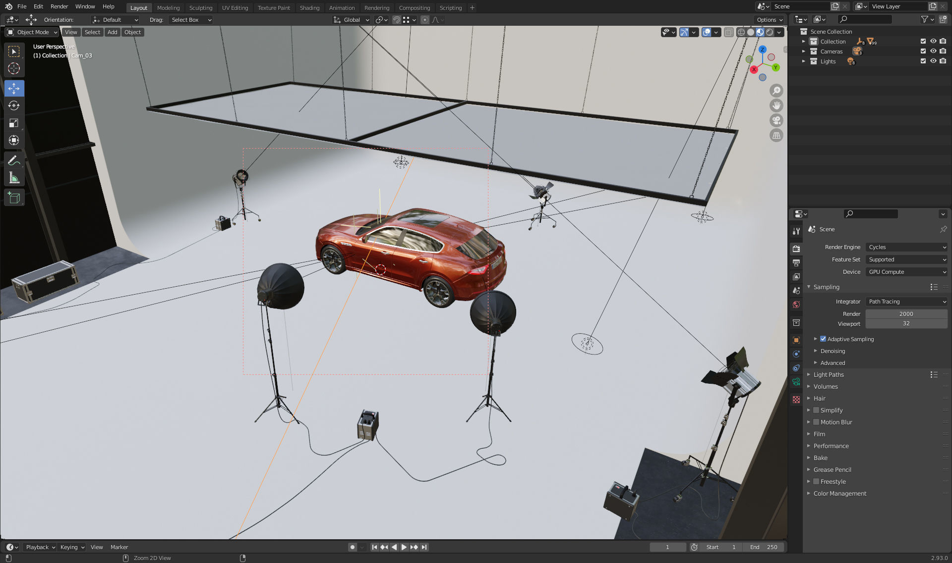 Automotive photo studio for Blender Cycles SWR2 3D model | CGTrader