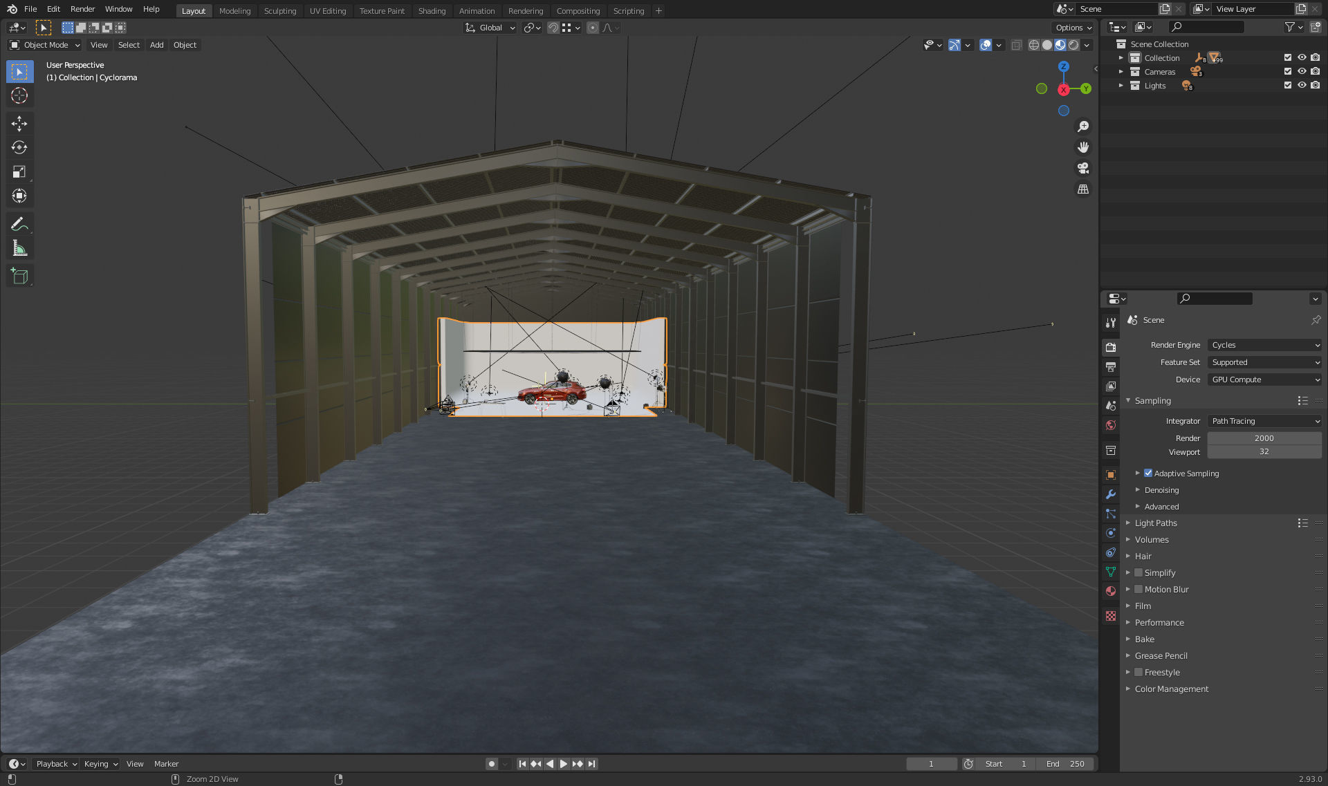 Automotive photo studio for Blender Cycles SWR2 3D model | CGTrader