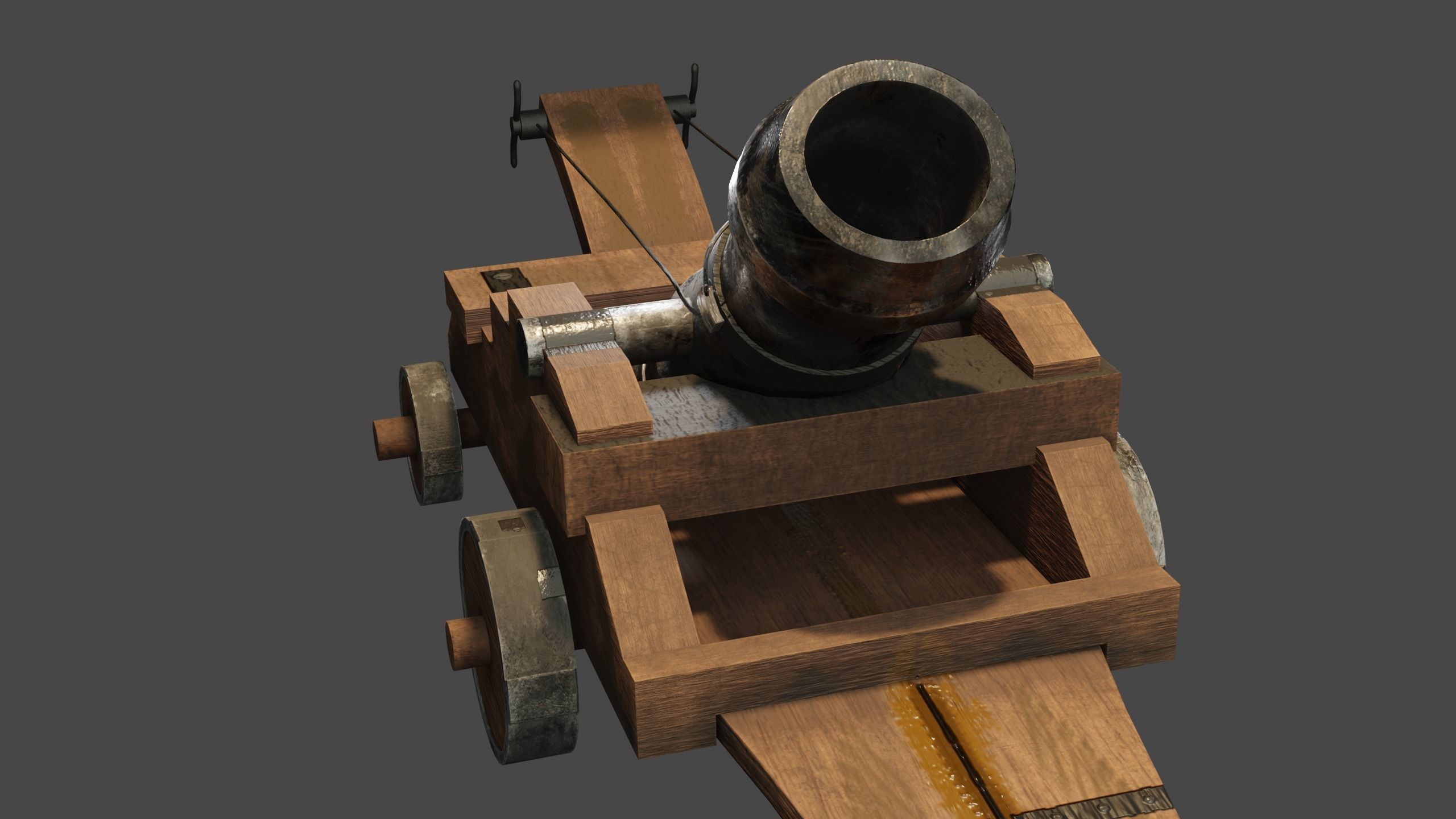 3D model Stylized Mortar Weapon Wood 4k Textures PBR Low-poly game ...