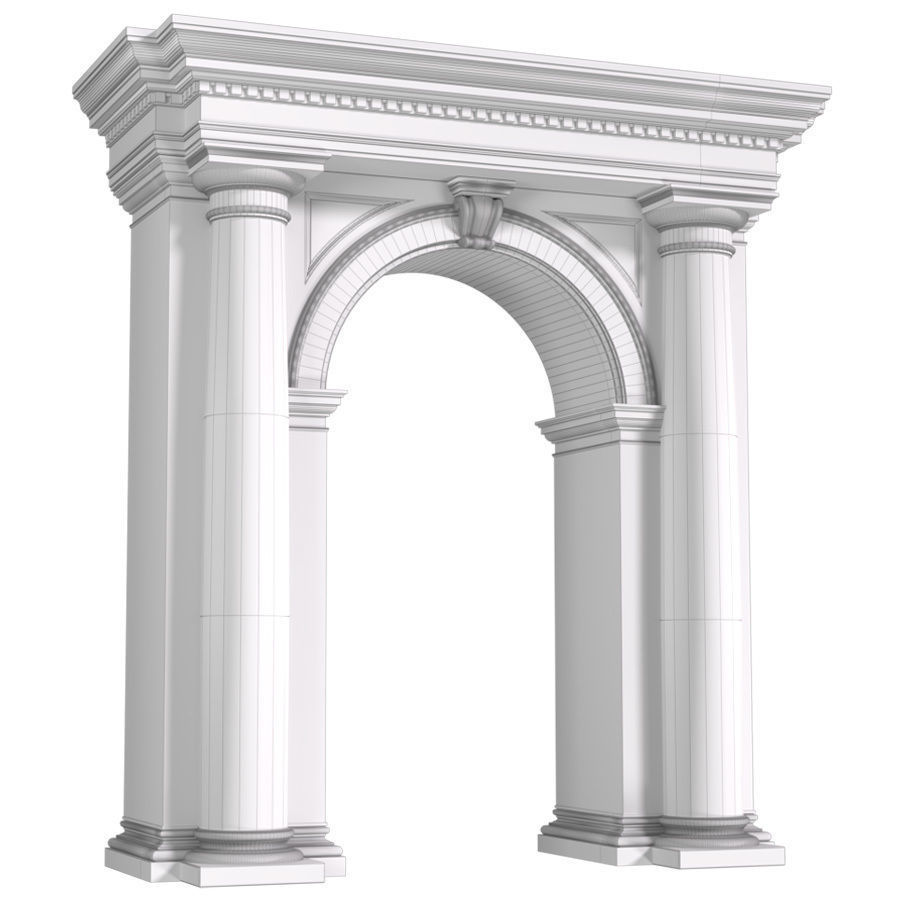 Classic facade arched opening with columns Arched stone doorway 3D ...
