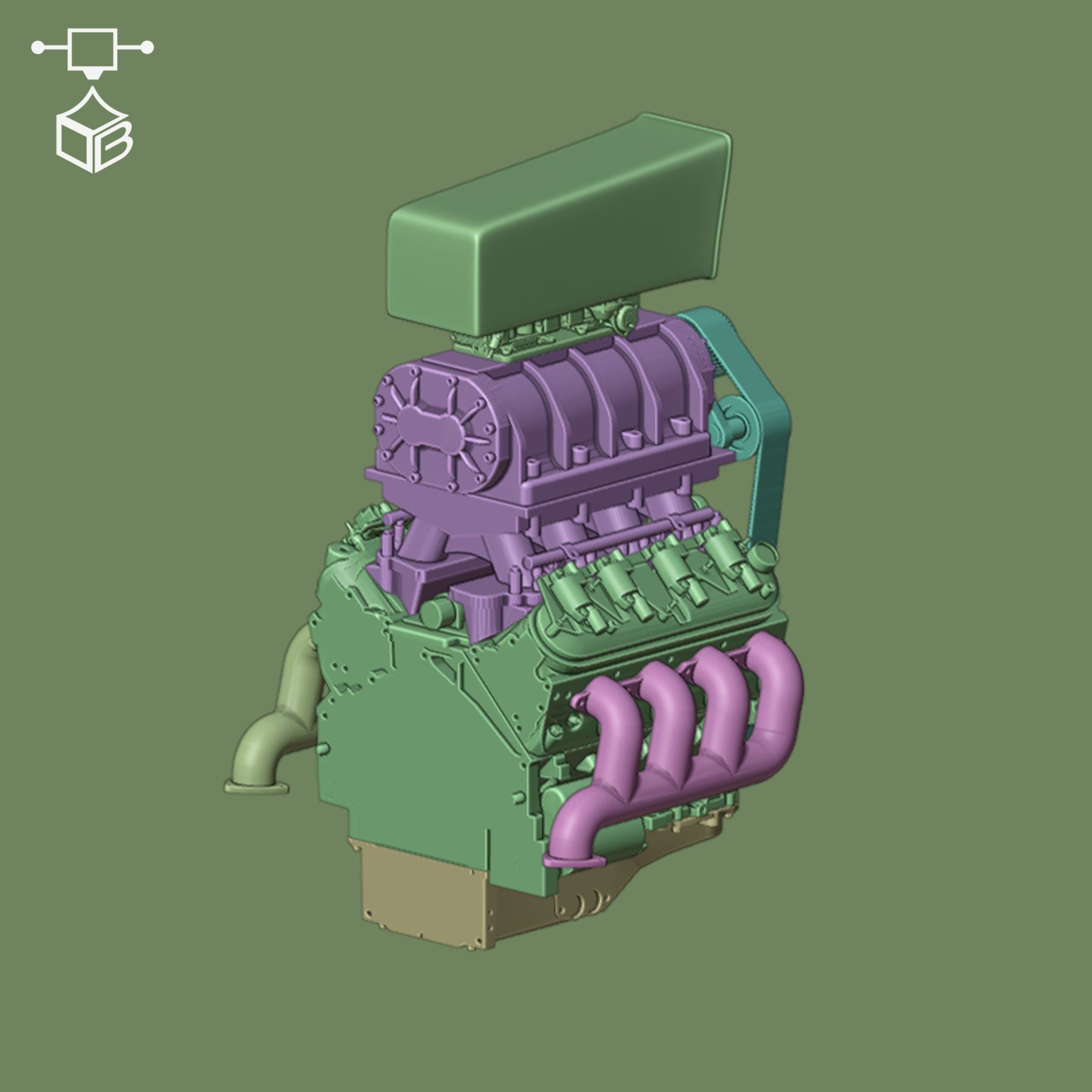 ENGINE LSX V8 SUPERCHARGED 3D model 3D printable | CGTrader