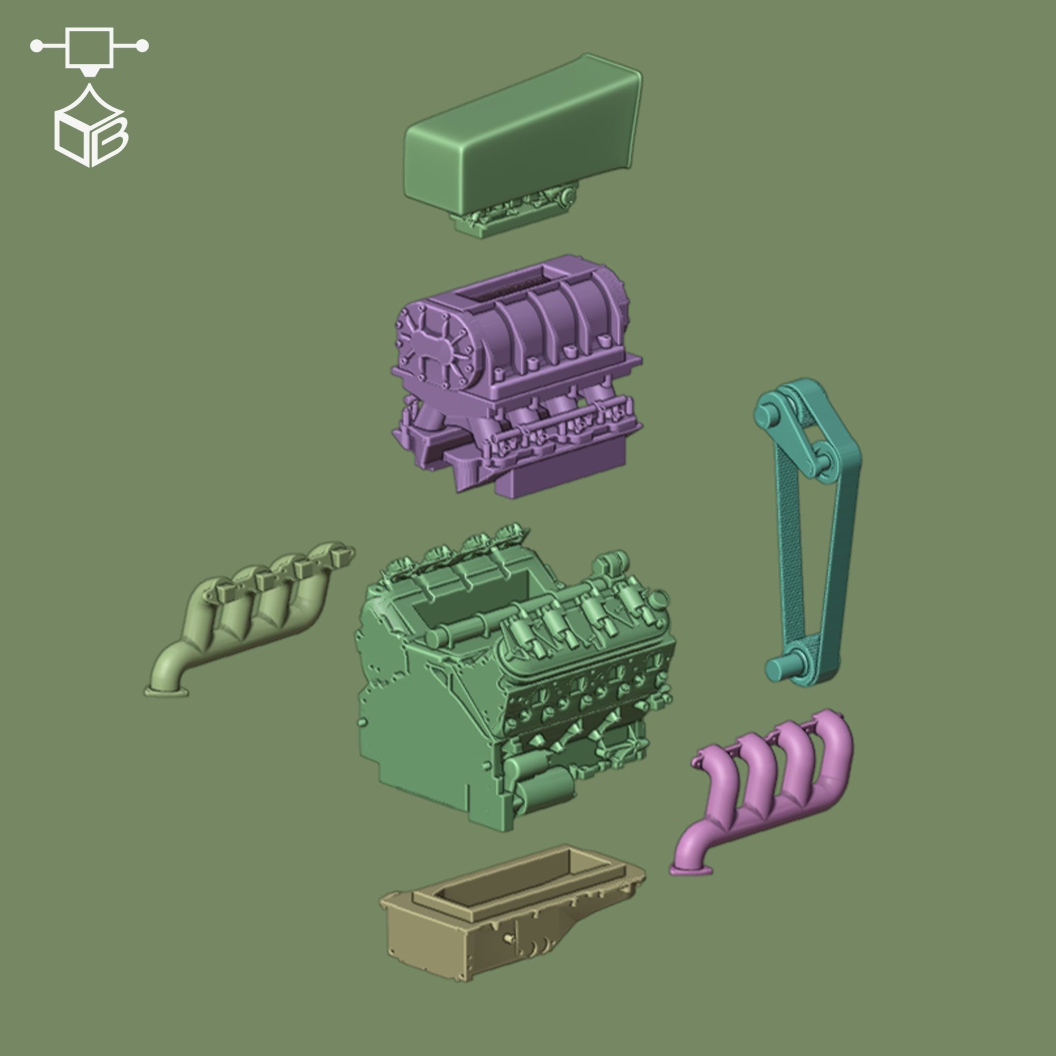 ENGINE LSX V8 SUPERCHARGED 3D model 3D printable | CGTrader