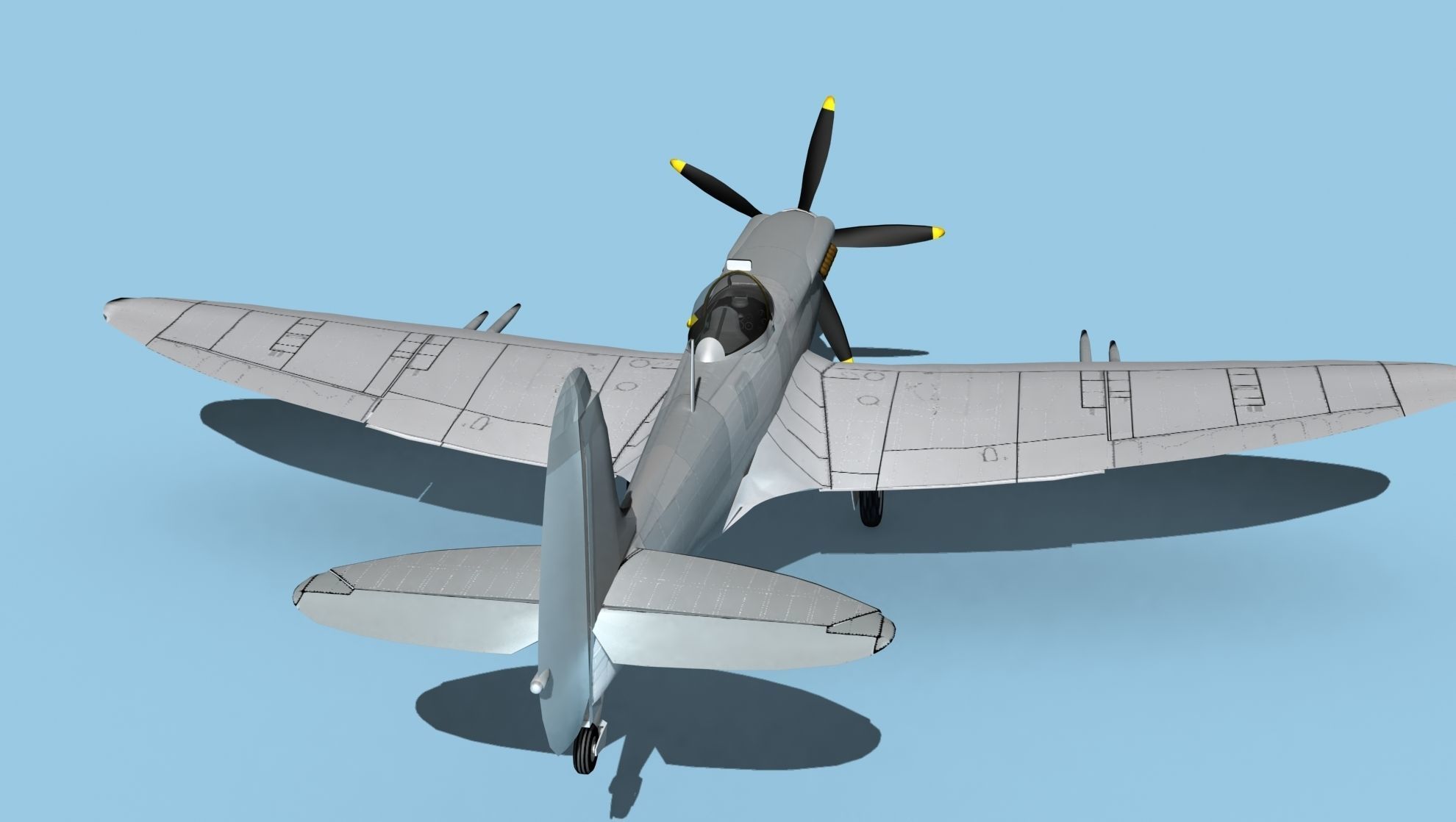 Supermarine Spitfire MK XIVe V00 3D model animated rigged | CGTrader