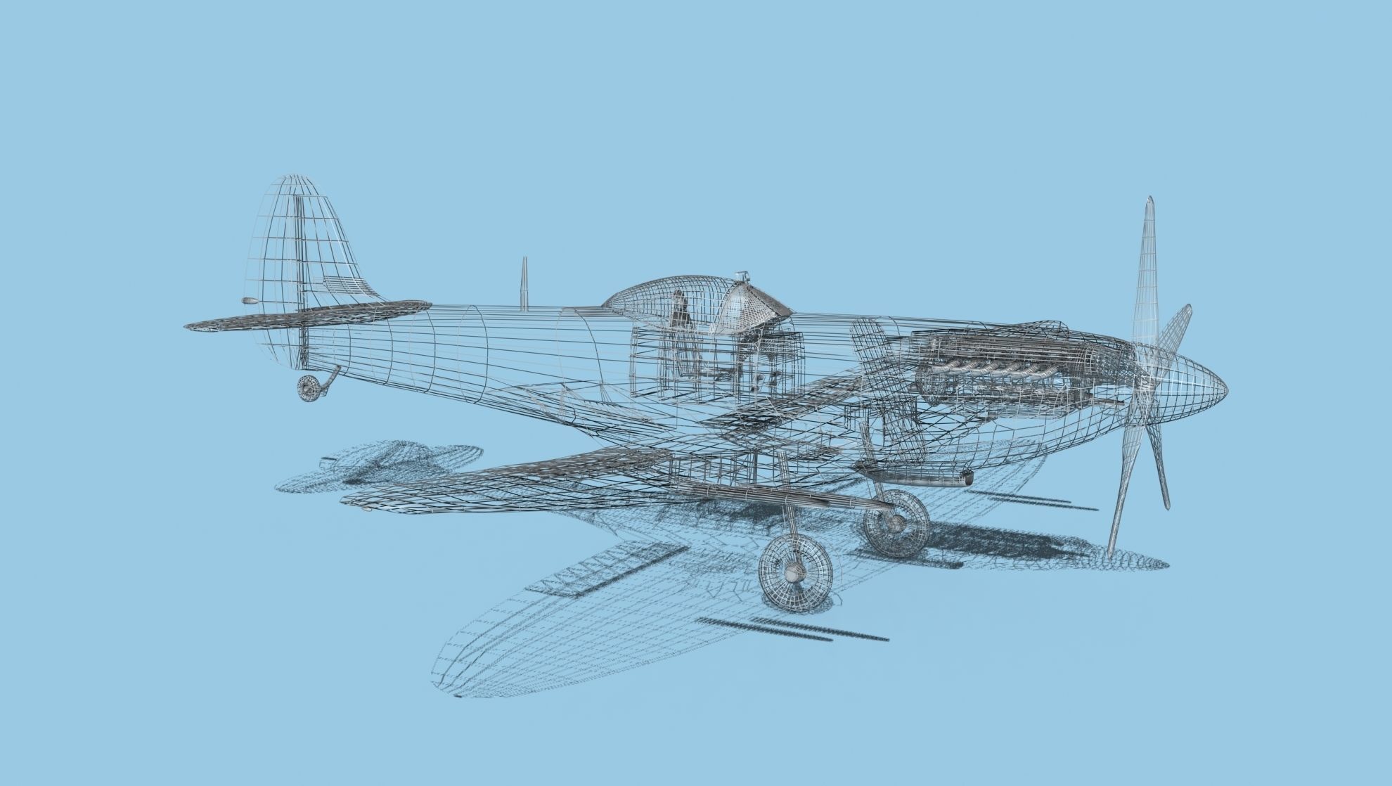 Supermarine Spitfire MK XIVe V01 3D model animated rigged | CGTrader