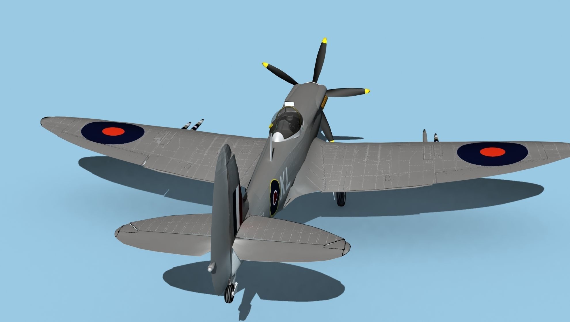 Supermarine Spitfire Mk XIVe V04 3D model animated rigged | CGTrader