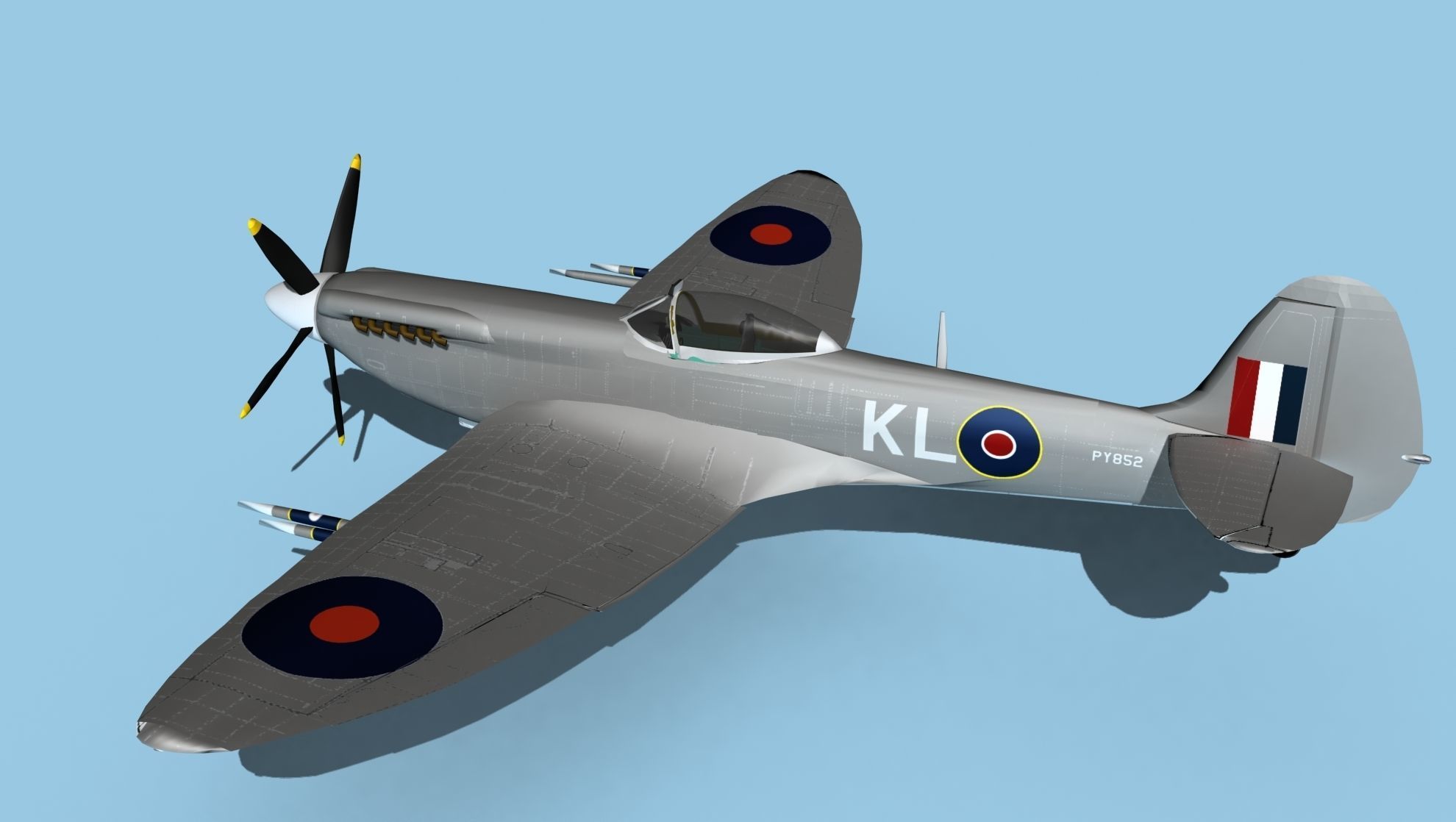 Supermarine Spitfire Mk XIVe V04 3D model animated rigged | CGTrader