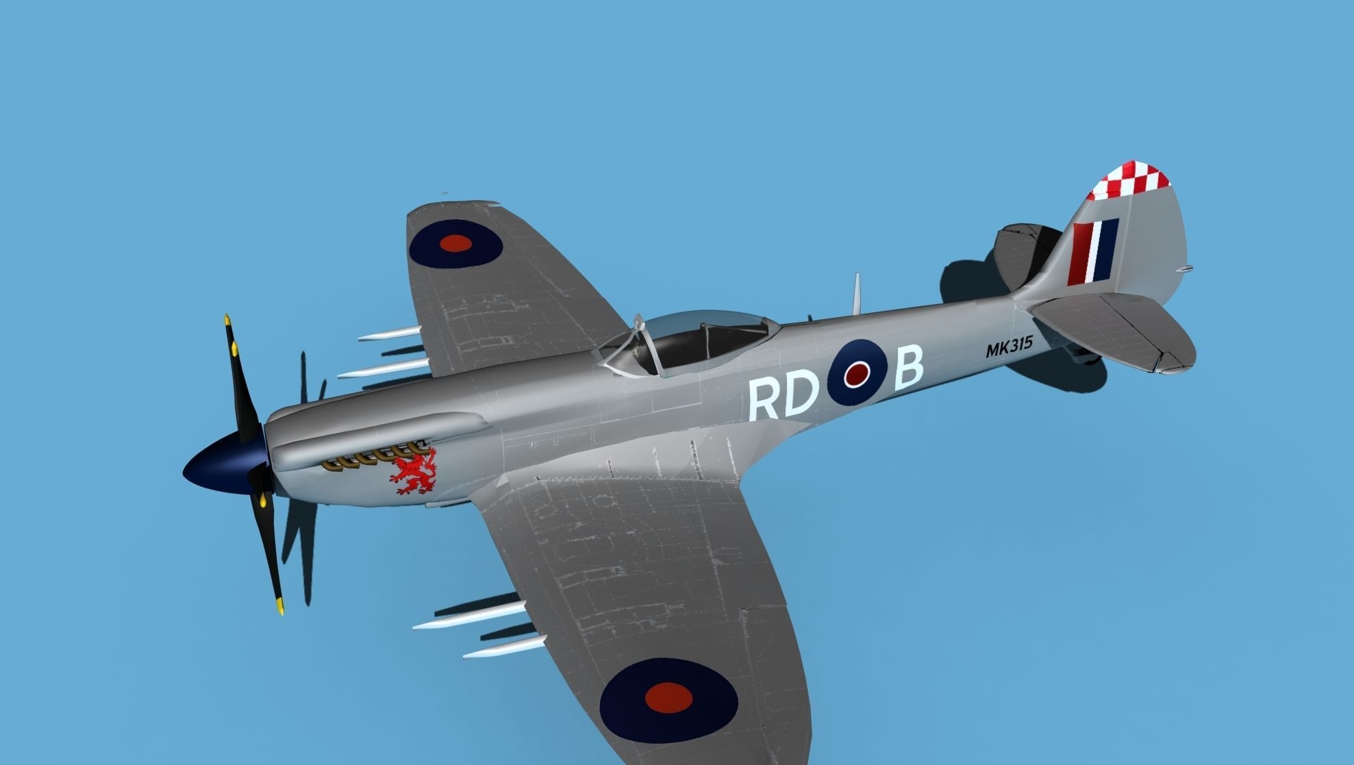Supermarine Spitfire Mk XXIII V05 3D model animated | CGTrader