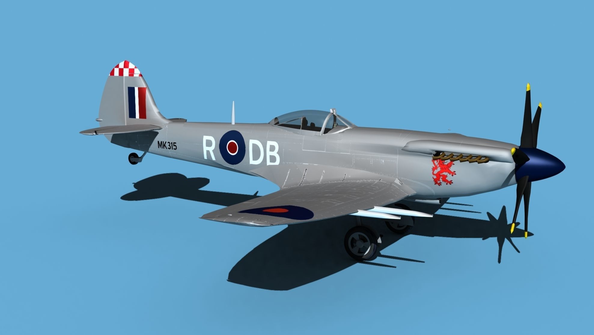Supermarine Spitfire Mk XXIII V05 3D model animated | CGTrader
