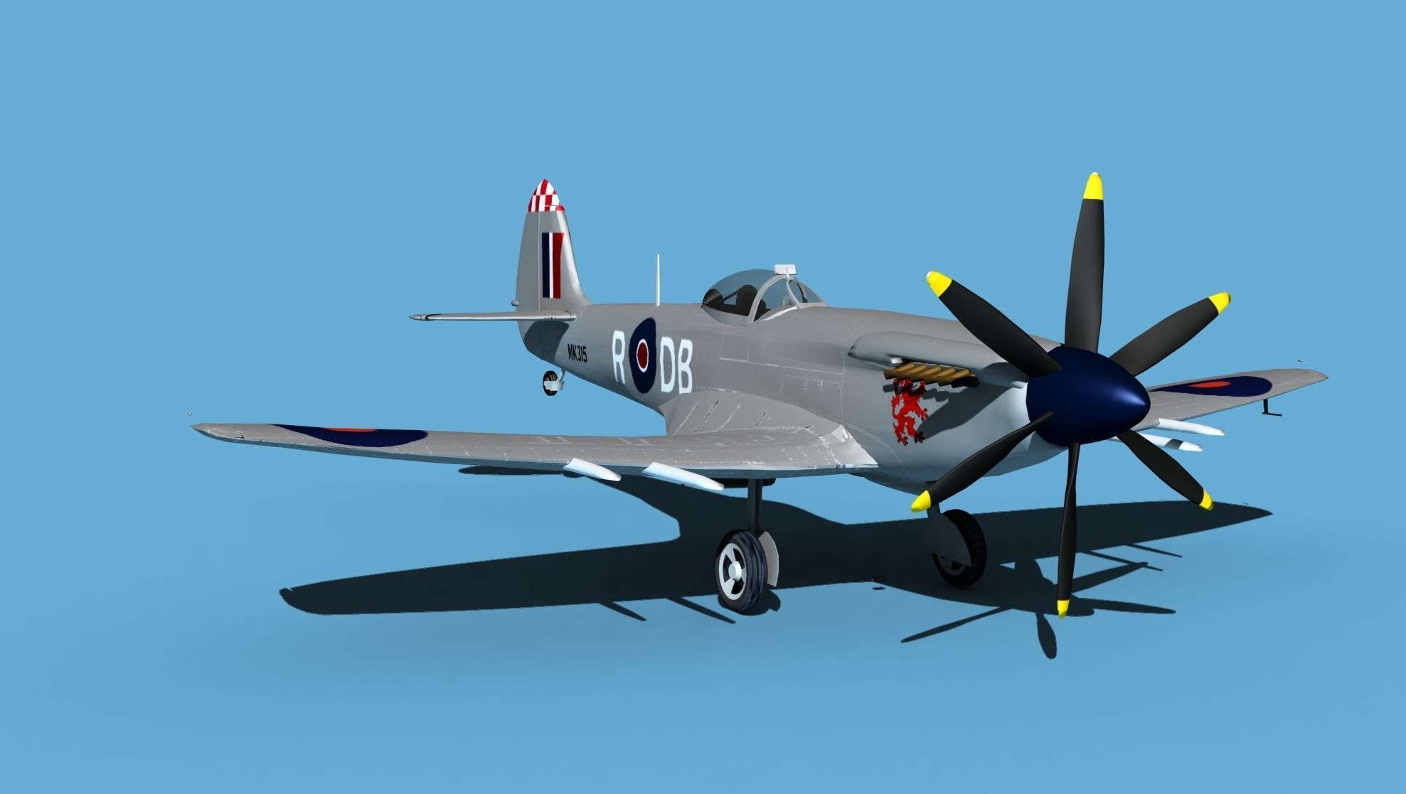 Supermarine Spitfire Mk XXIII V05 3D model animated | CGTrader