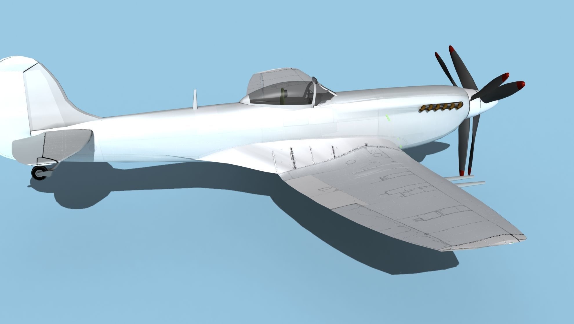 Supermarine Spitfire Mk XXIV V00 3D model animated rigged | CGTrader