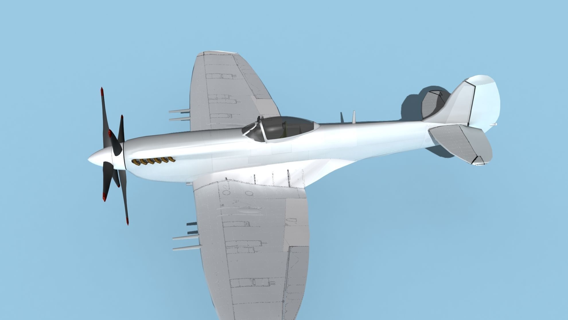 Supermarine Spitfire Mk XXIV V00 3D model animated rigged | CGTrader