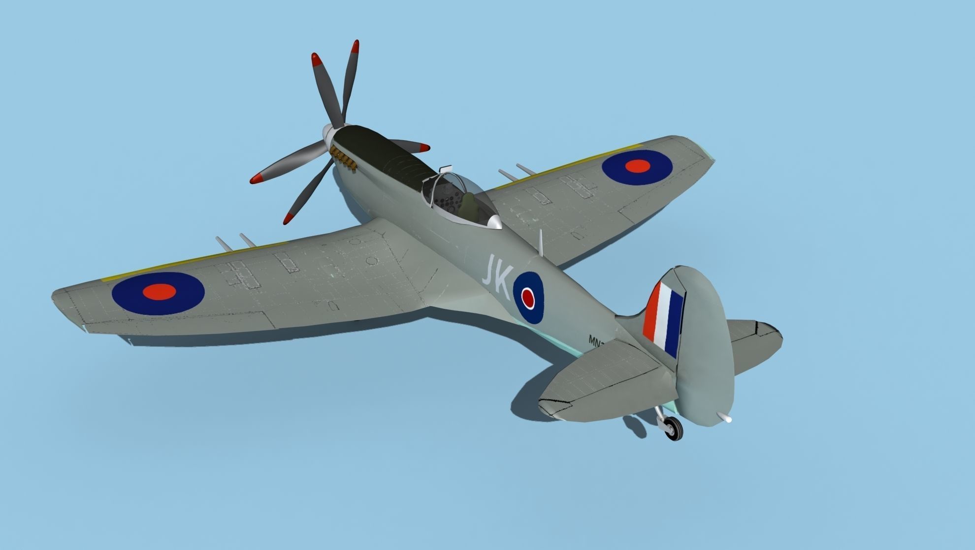 Supermarine Spitfire Mk XXIV V01 3D model animated rigged | CGTrader