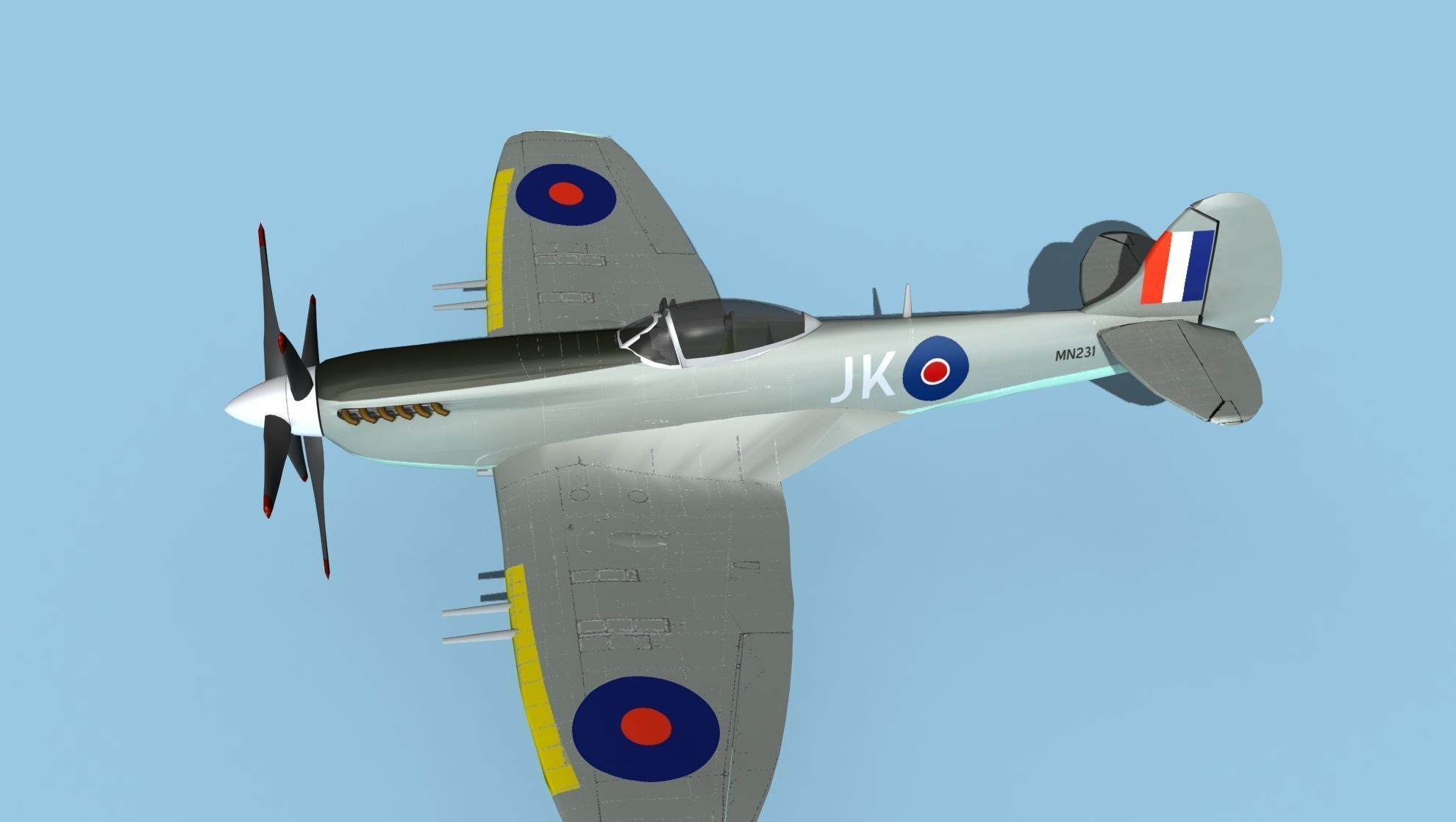 Supermarine Spitfire Mk XXIV V01 3D model animated rigged | CGTrader