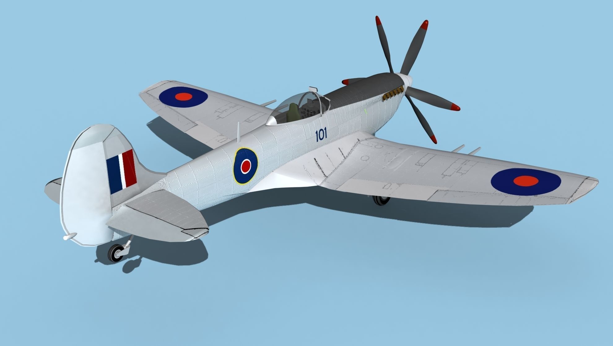 Supermarine Spitfire Mk XXIV V02 3D model animated rigged | CGTrader