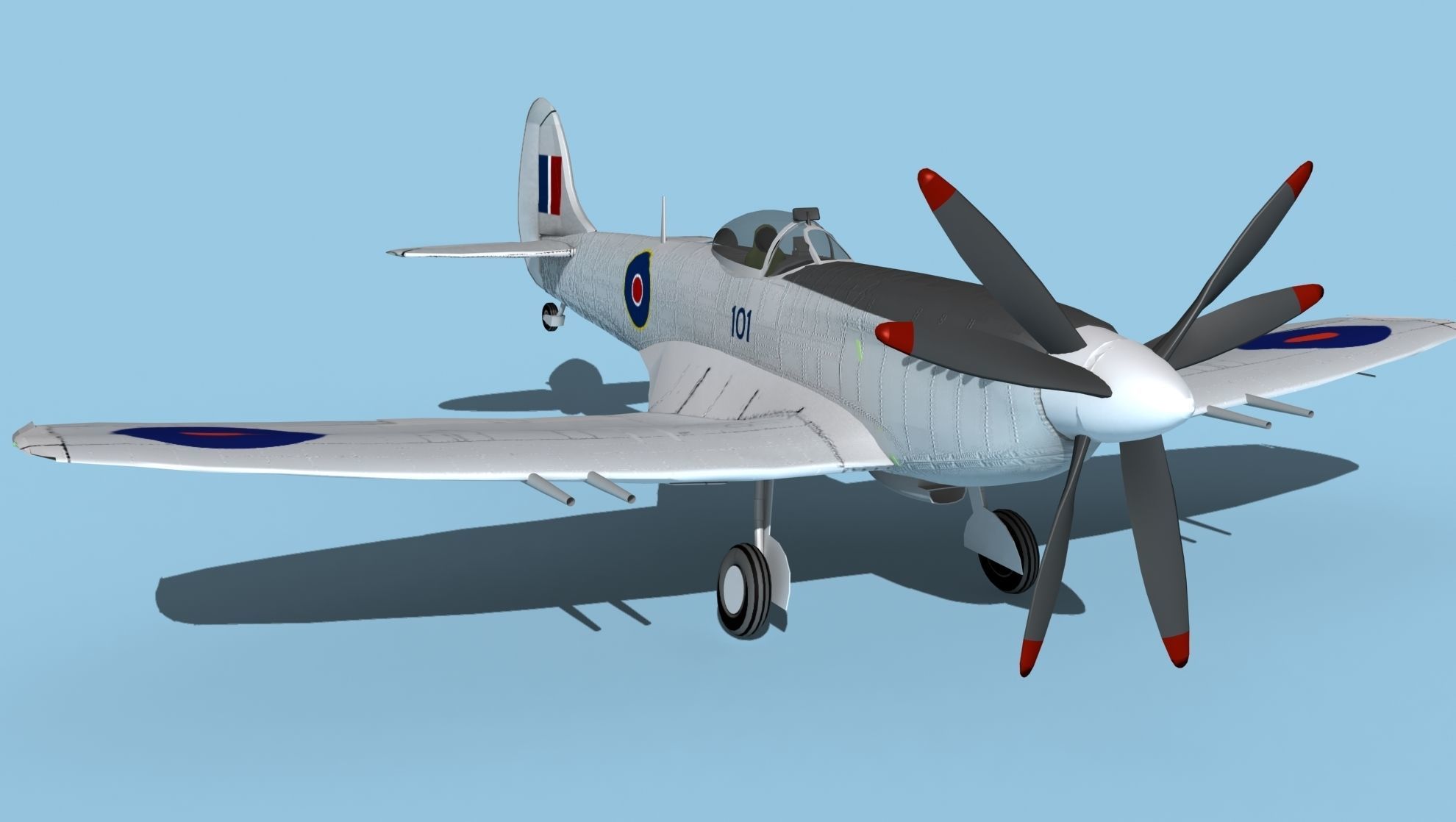 Supermarine Spitfire Mk XXIV V02 3D model animated rigged | CGTrader