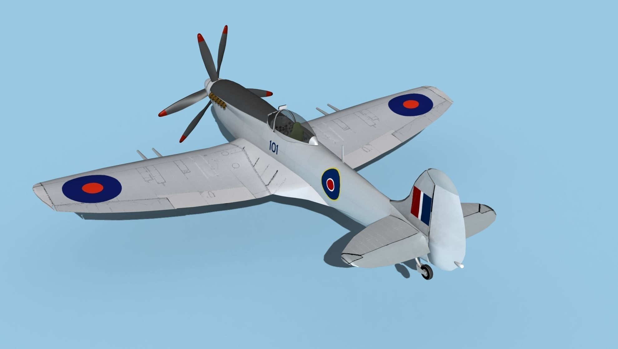 Supermarine Spitfire Mk XXIV V02 3D model animated rigged | CGTrader