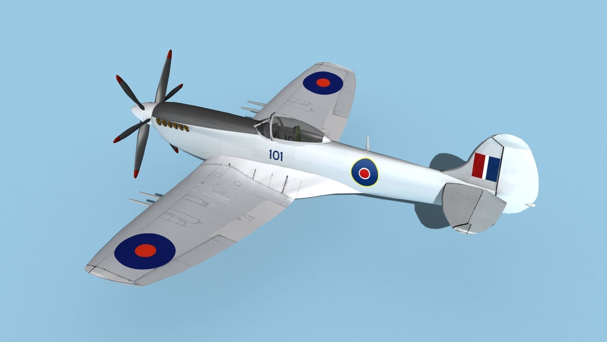 Supermarine Spitfire Mk XXIV V02 3D model animated rigged | CGTrader