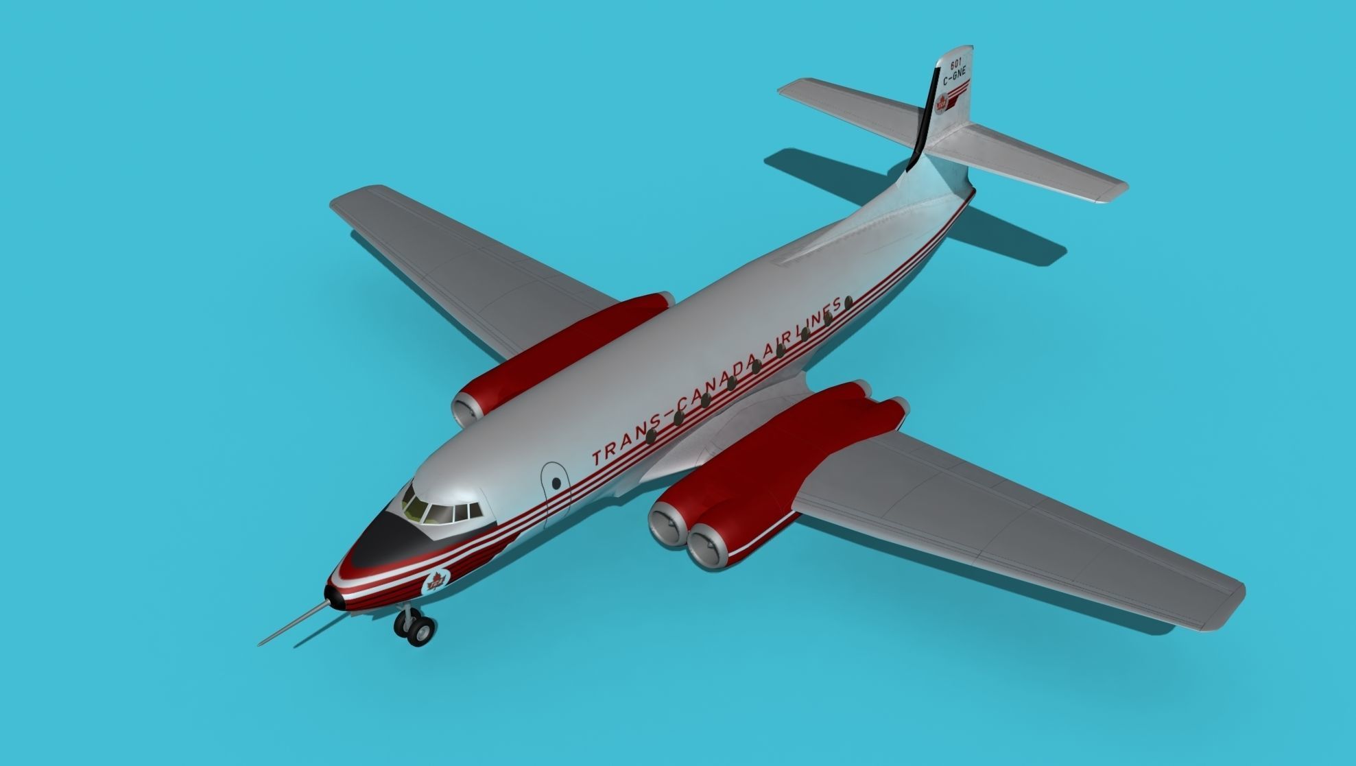 AVRO Canada C-102 Jetliner V05 3D model animated rigged | CGTrader