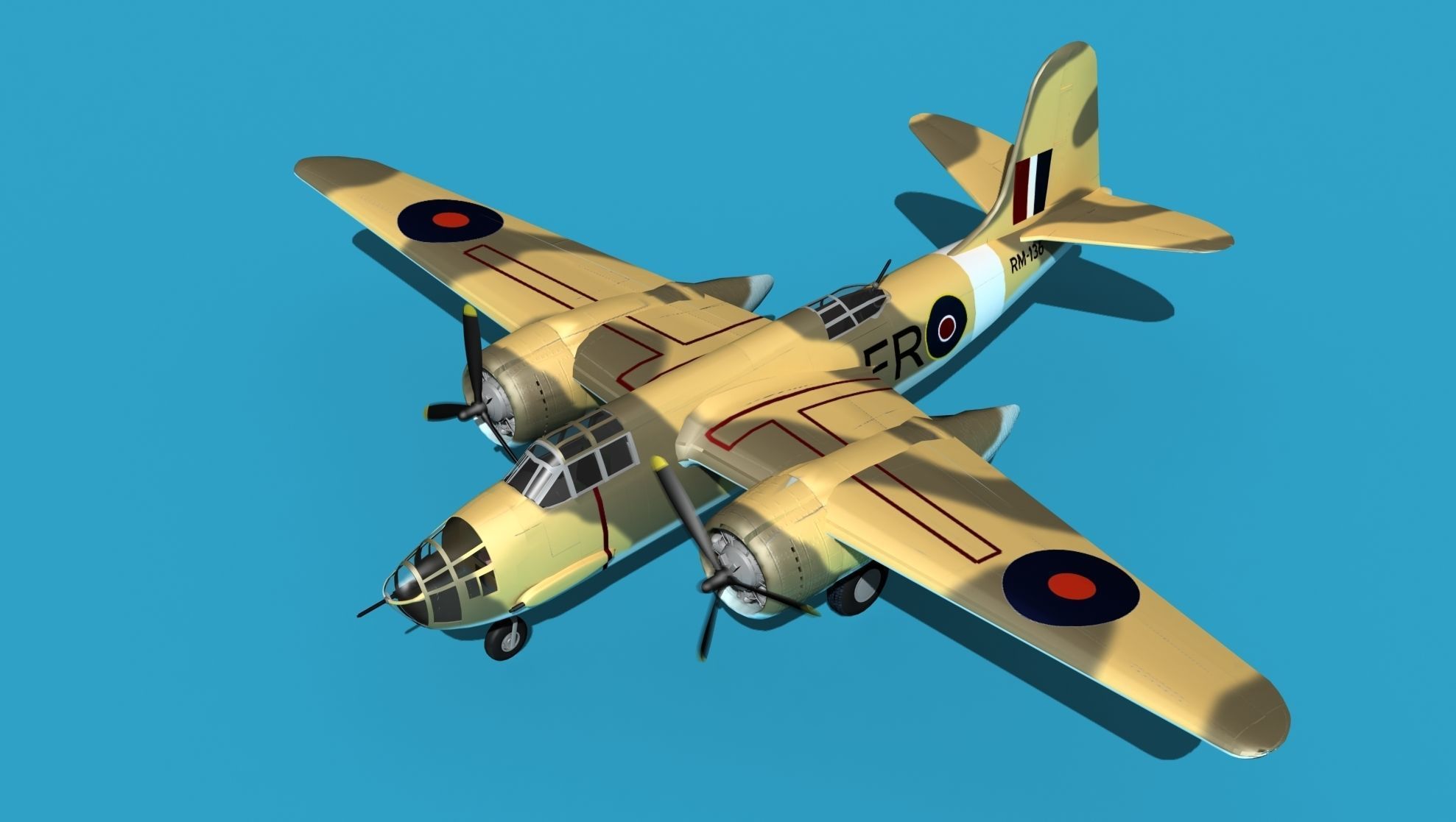 Douglas DB-7 Boston Mk II V02 RAF 3D model animated rigged | CGTrader