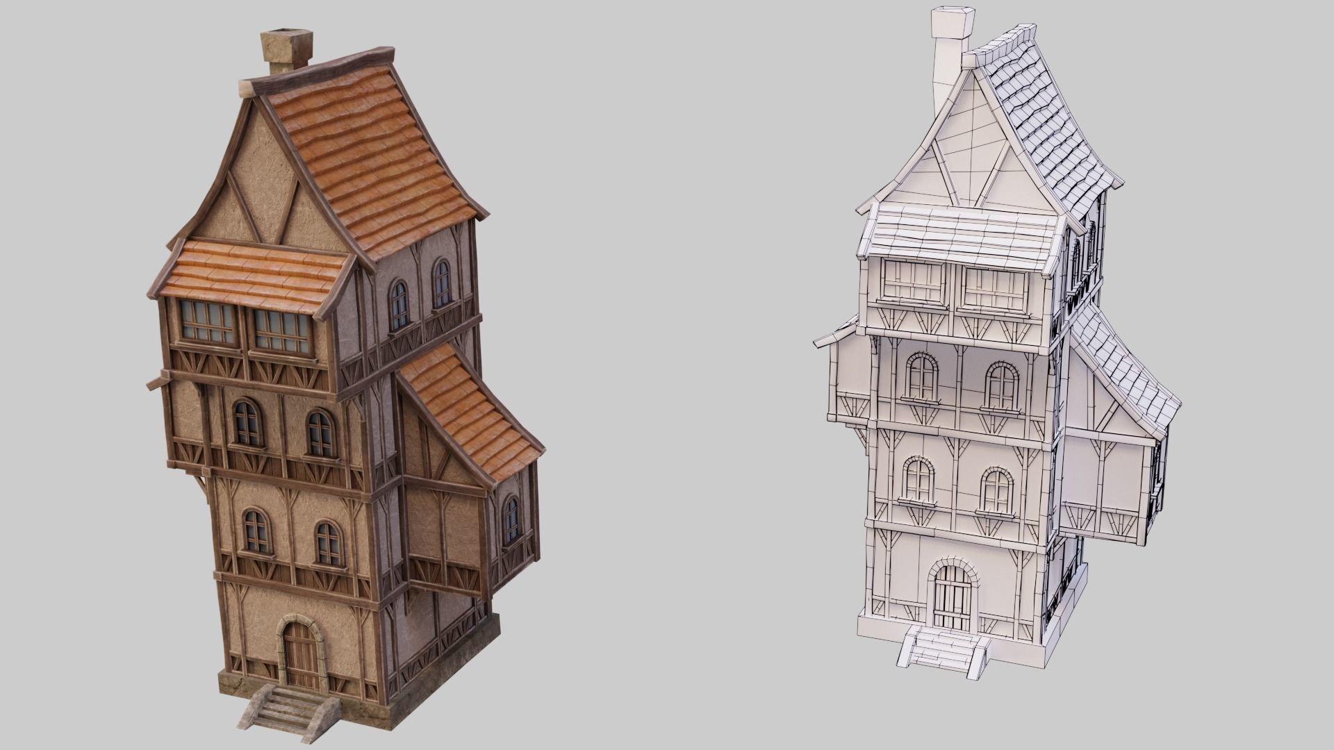 3D model Medieval Buildings Pack VR / AR / low-poly | CGTrader