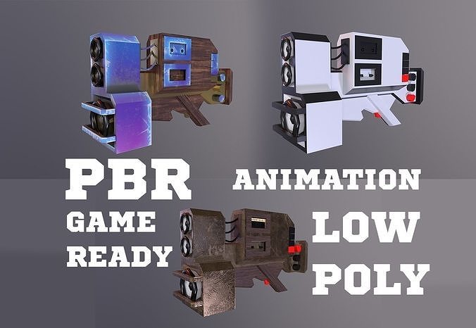 3D model Dubstep gun sci fi game ready low poly pbr 3d model VR / AR ...