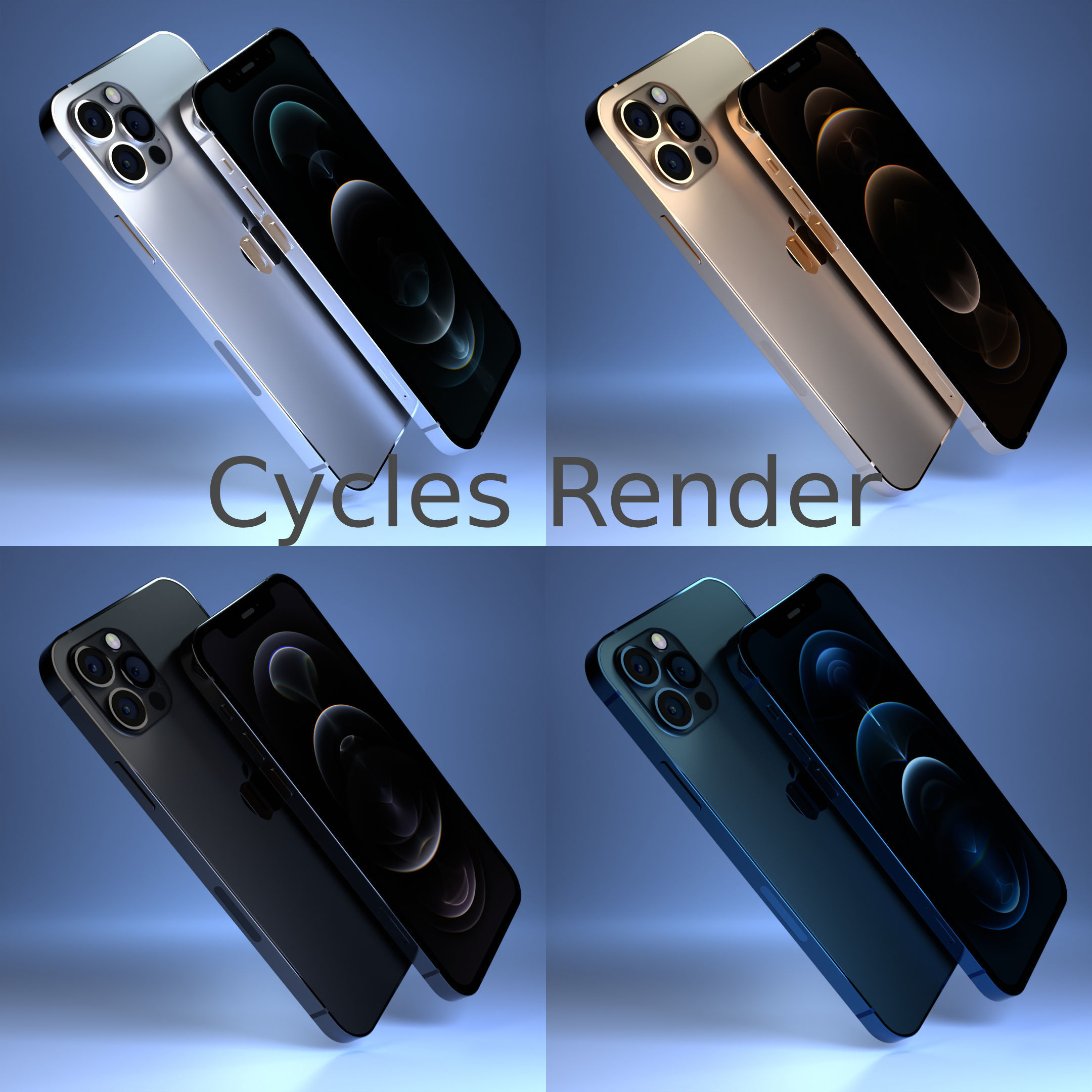 iPhone 12 pro model all colors 3D model animated | CGTrader