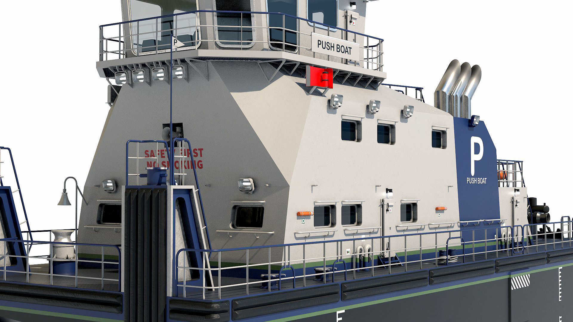 Push Boat 28m 3D model | CGTrader